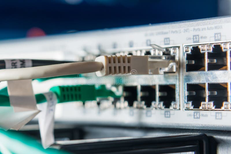 Server with Patch Cables Plugged in Ethernet Ports Stock Image - Image ...
