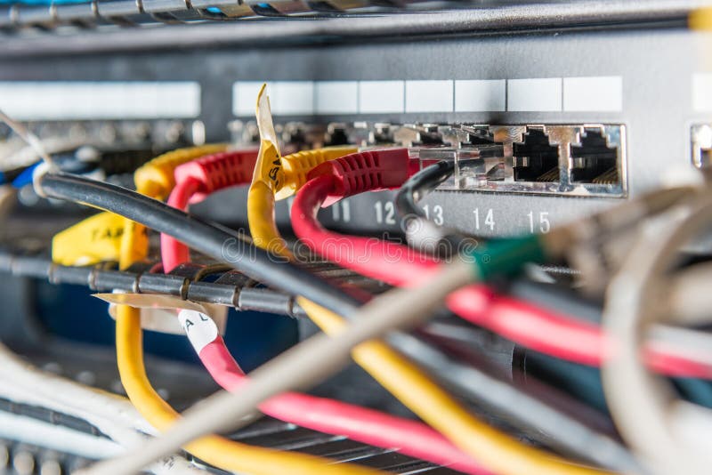 Server with Patch Cables Plugged in Ethernet Ports Stock Image - Image ...
