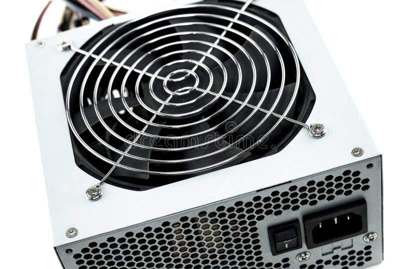 Server Power Supply Close-up Top View on Isolated Background Stock ...