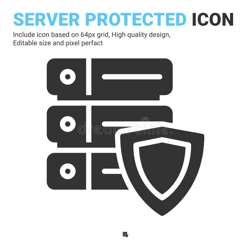 Server Protected Icon Vector with Glyph Style Isolated on White ...