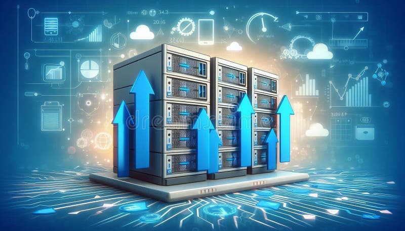 Server Rack with Arrows a Server Rack with Arrows Representing Stock ...