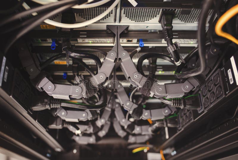 Server Rack Cable Managment. Stock Photo - Image of inside, connect ...