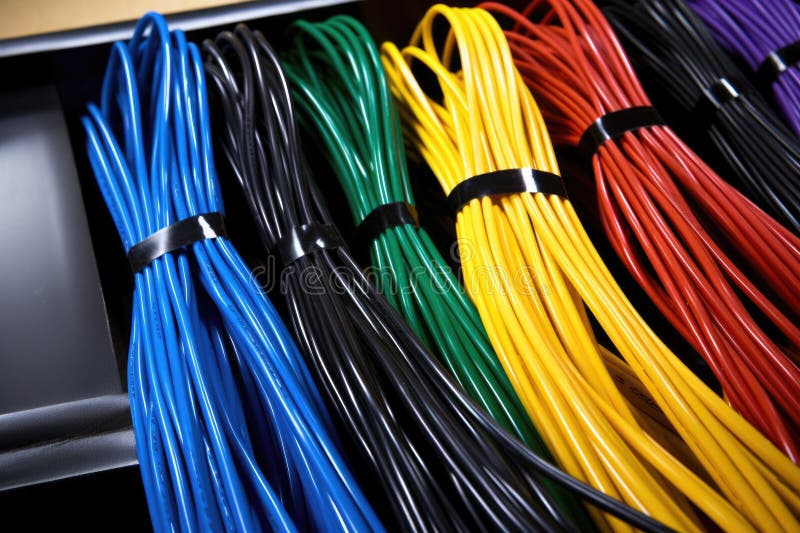 Server Rack Cables in Various Colors Stock Image - Image of network ...