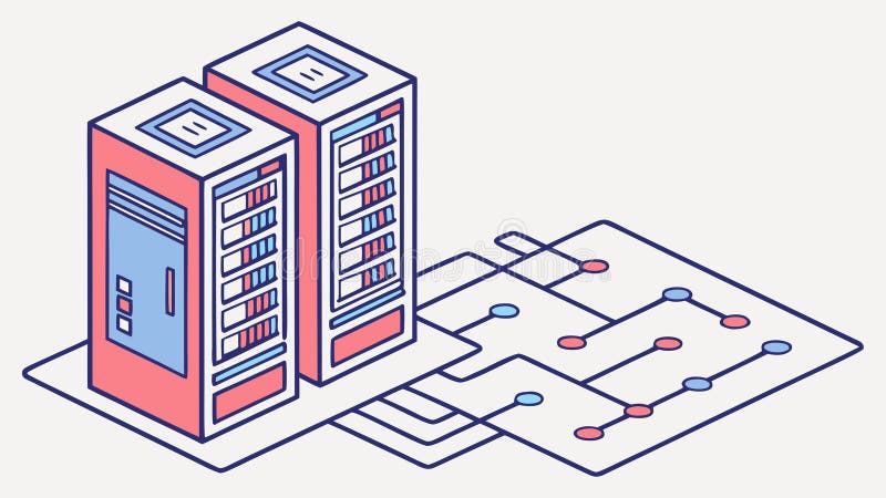 Server Rack with Circuit Board Connections, Data Center, Vector Design Generative AI Stock ...