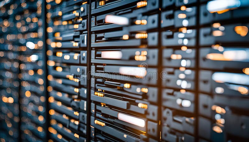 Server Rack Close-Up, Data Center Interior Stock Illustration ...