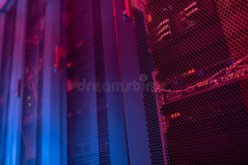 Server Rack Closed with Protective Doors Stock Image - Image of ...
