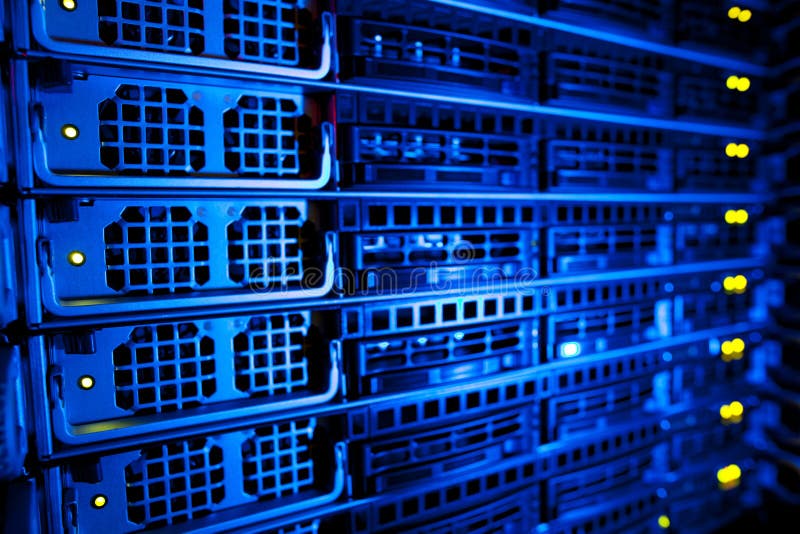 Server Rack Cluster in a Data Center Stock Image - Image of internet ...
