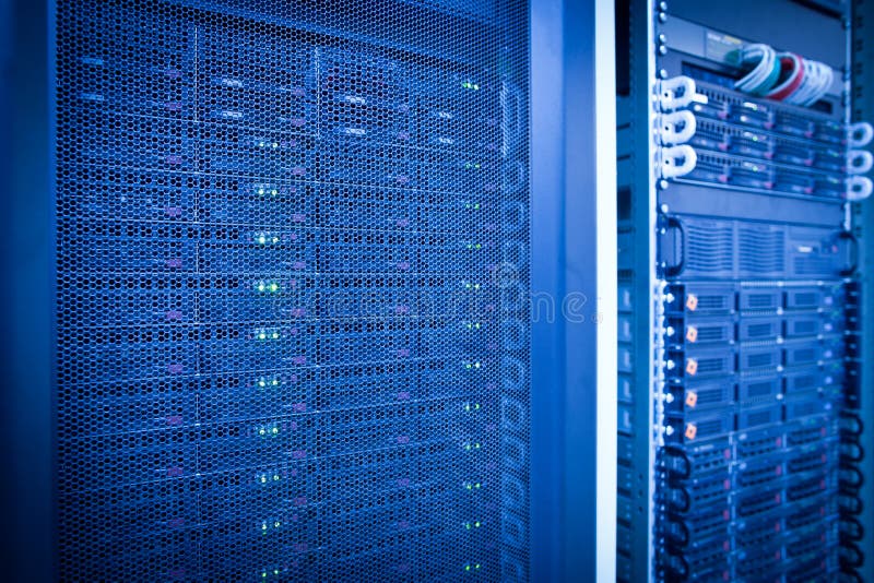 Server Rack Cluster in a Data Center Stock Image - Image of computer ...