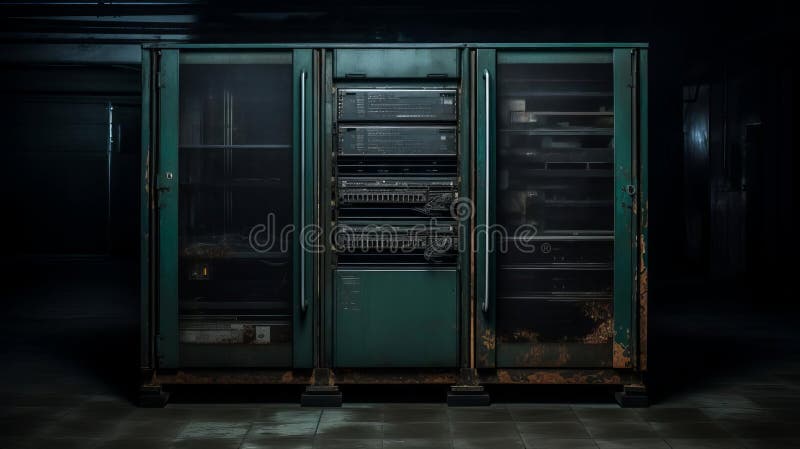 Weathered Industrial Server Rack Cabinet in Need of Renovation Stock ...