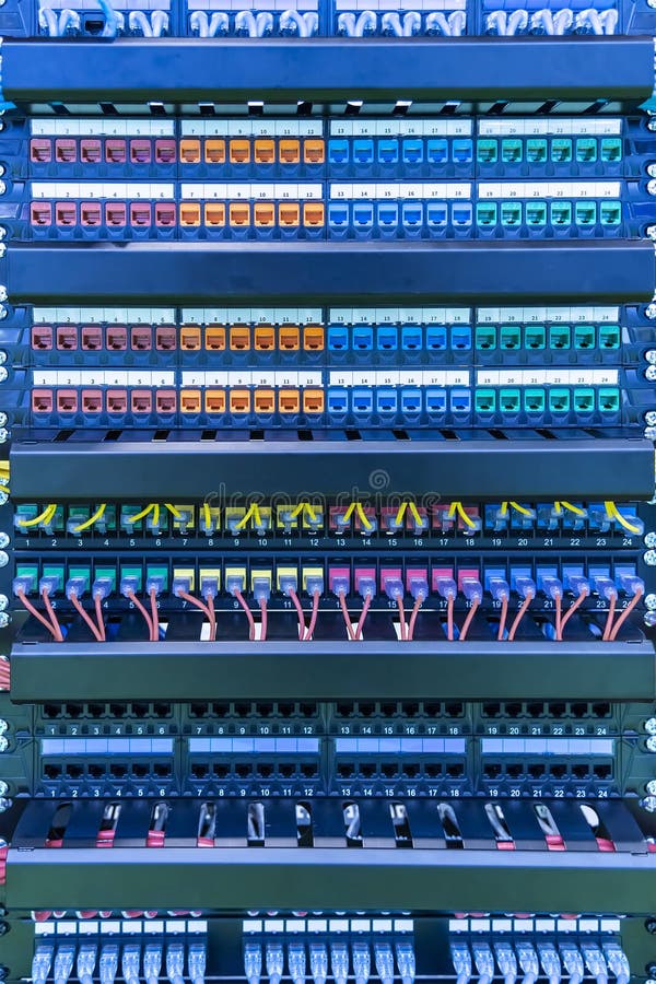 Server Rack with Colorful Patch Panel in Data Server Room Stock Image ...