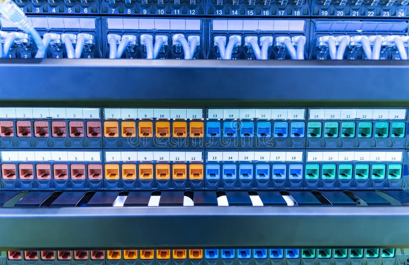 Server Rack with Colorful Patch Panel in Data Server Room Stock Photo ...