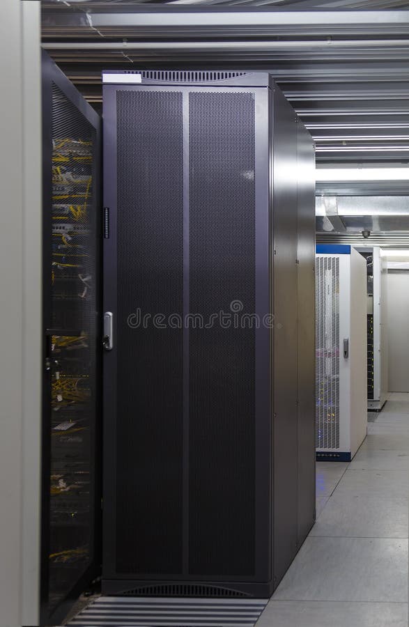 Server Rack with Computers for Digital Tv Ip Communications and ...