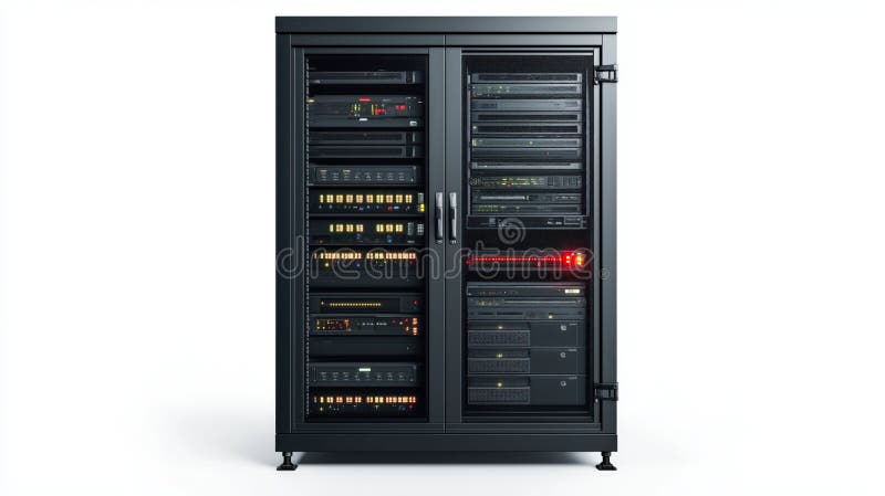 Server Rack Containing Various Electronic Components and Devices Used ...