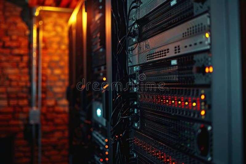 Server Rack in Data Center stock illustration. Illustration of internet ...
