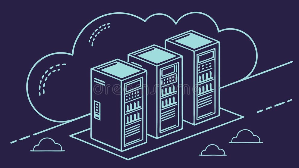 Server Rack Data Center Technology Infrastructure Cloud Computing Network System Vector