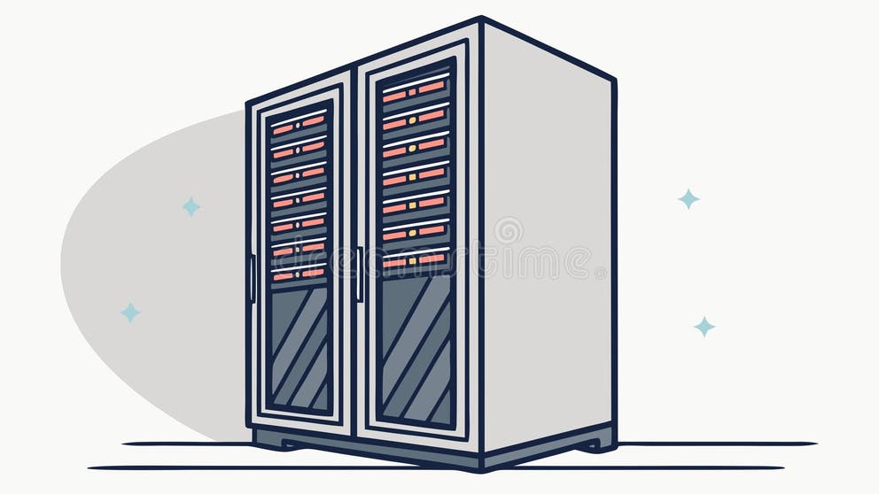 Server Rack with Data, Symbolizing Robust Data Infrastructure and Network, Vector Design ...