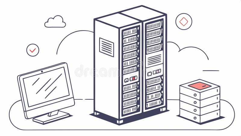 Server Rack Design, Data Storage Network Technology Vector Design ...