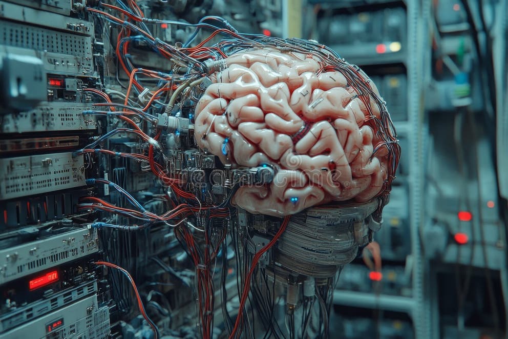 Server Rack Enhancing Artificial Intelligence Connecting To a Human Brain, Improving Machine ...