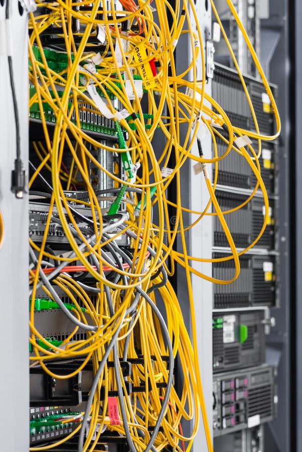 Rack Fiber-optic Connections Stock Image - Image of fiber, network ...