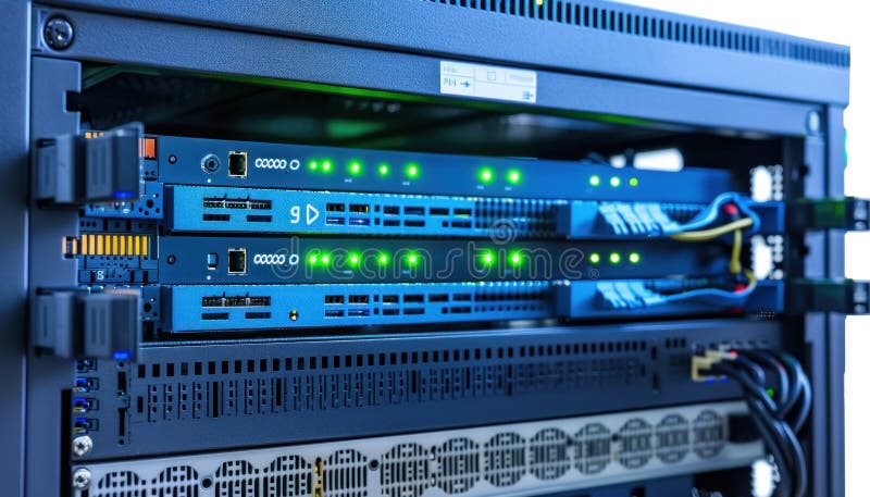 Server Rack with Tangled Wires, Electric Blue, Audio Equipment Stock ...