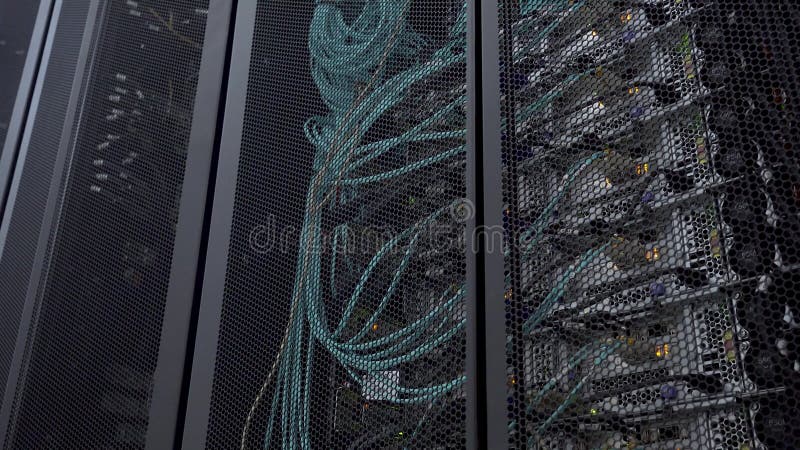 Server Rack Flashing Led Lights are in a Modern Data Center are Located ...