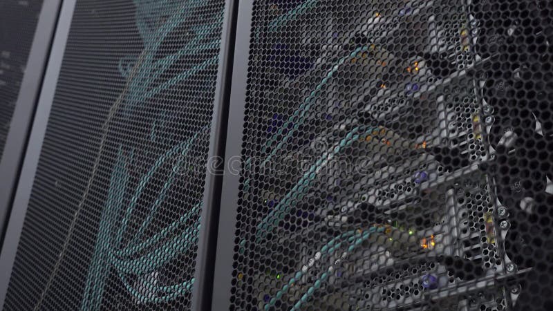 Server Rack Flashing Led Lights are in a Modern Data Center are Located ...