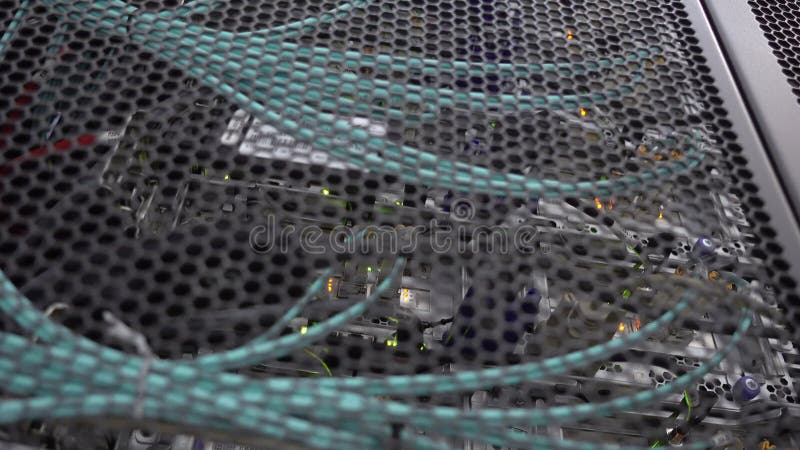 Server Rack Flashing Led Lights are in a Modern Data Center are Located ...