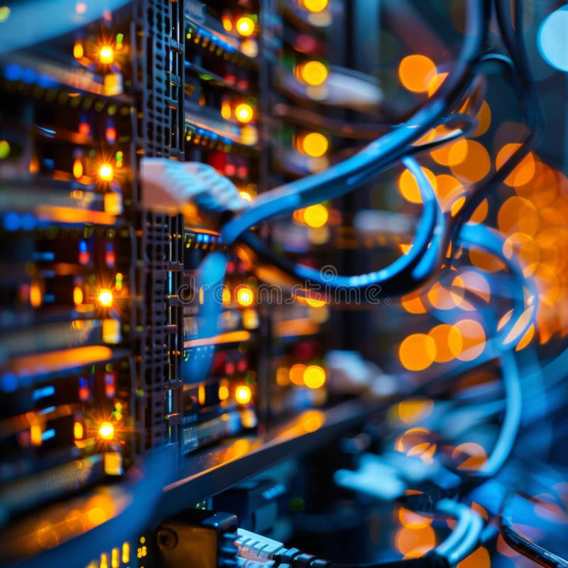 Server Rack with Glowing Lights and Cables Stock Illustration ... Server Rack with Glowing Lights and Cables Stock Illustration ...
