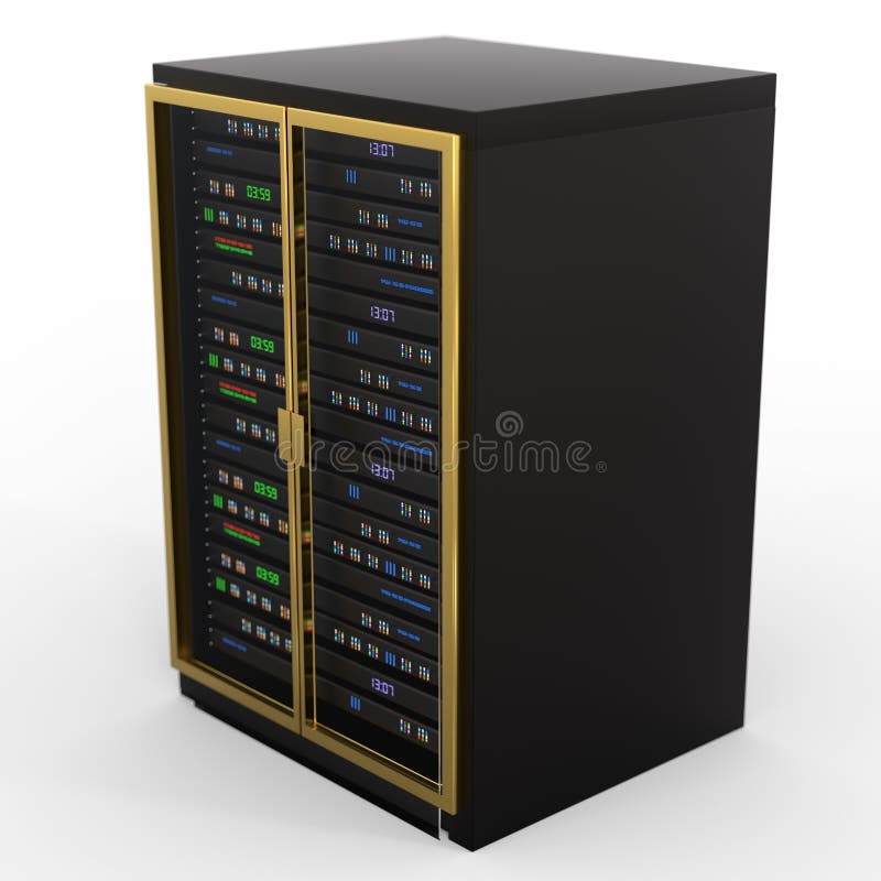 Modern Server Rack. Server Rack Image. Isolated on White Background. 3d ...