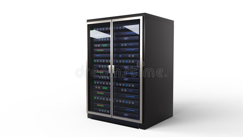 Modern Server Rack. Server Rack Image. Isolated on White Background. 3d ...