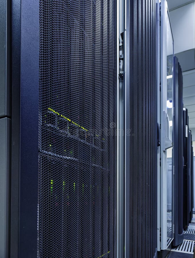 Server Rack with LED Indicator Inside in Mofern Data Center Stock Photo ...