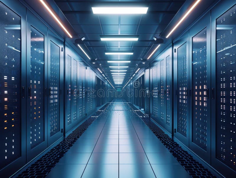 High-tech Data Center at Night Stock Image - Image of modern ...