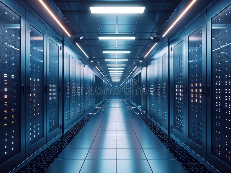 High-tech Data Center at Night Stock Image - Image of modern ...