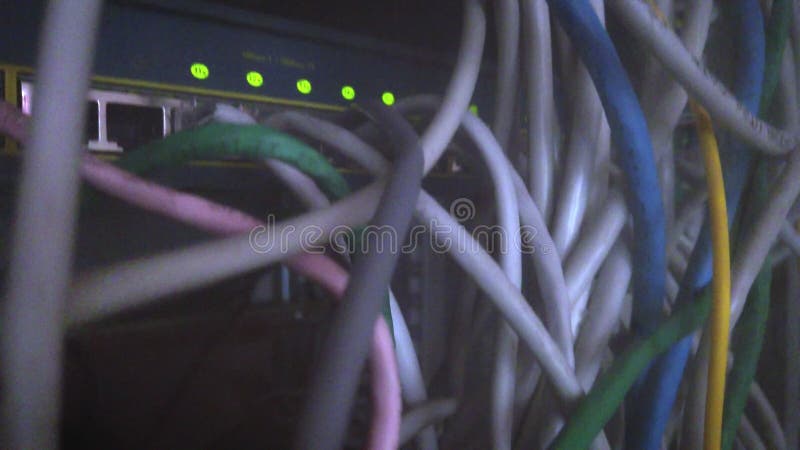 Server Rack. Many Wires Link Connect To Cloud Network with Data Stream ...
