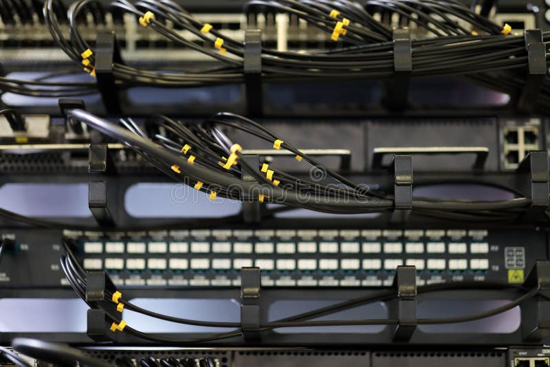 Server Rack with Metal Horizontal Cable Managers Stock Photo - Image of ...