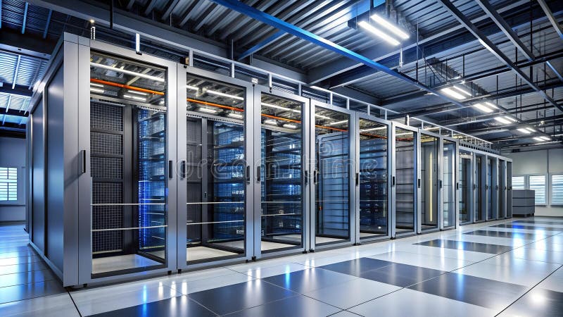 A Server Rack in a Modern Data Center: Sleek and Efficient AI Generated ...