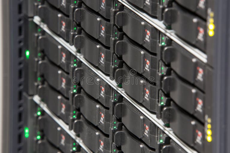 Server Rack with Multiple Hard Drives Stock Image - Image of global ...