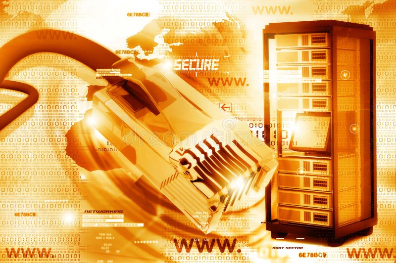 Server Rack with Network Cable Stock Illustration - Illustration of ...