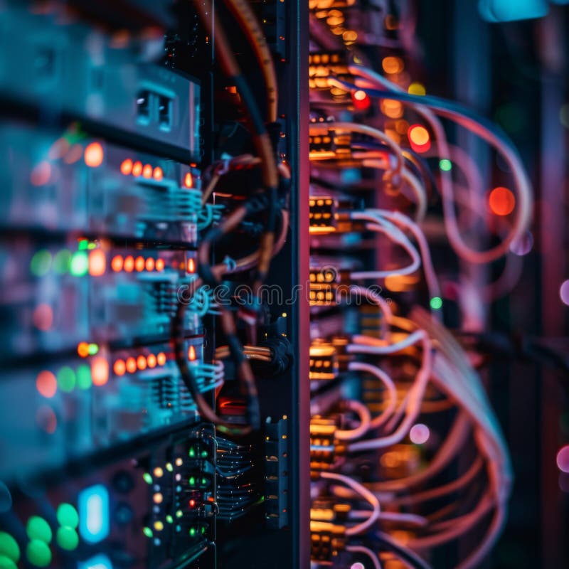 Server Rack with Network Cables and Connections Stock Illustration ...