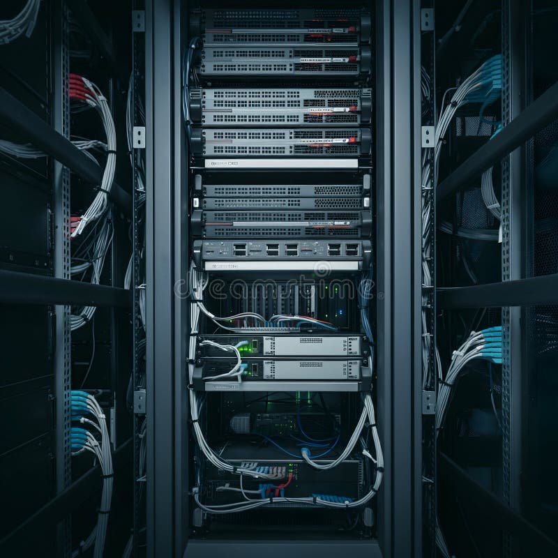 Server Rack with Network Equipment and Cables – AI-Generated Stock ...