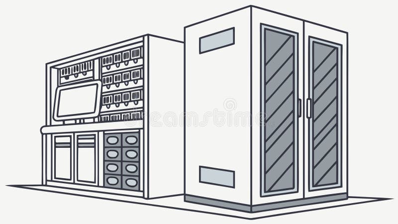 Server Rack with Network Gear, Data Center, Vector Design Generative AI ...