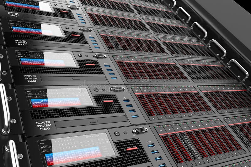 Server Rack Panels in Data Center Stock Illustration - Illustration of ...