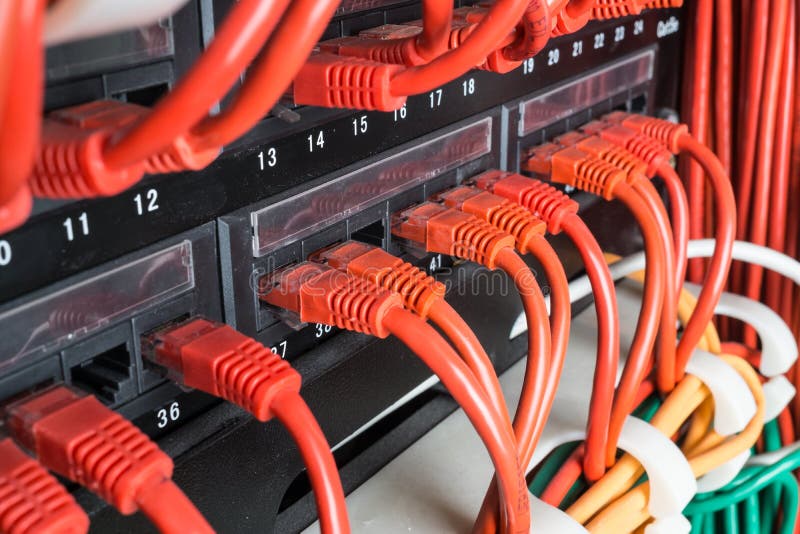 Server Rack with Red Cables Stock Photo - Image of datacenter, cable ...