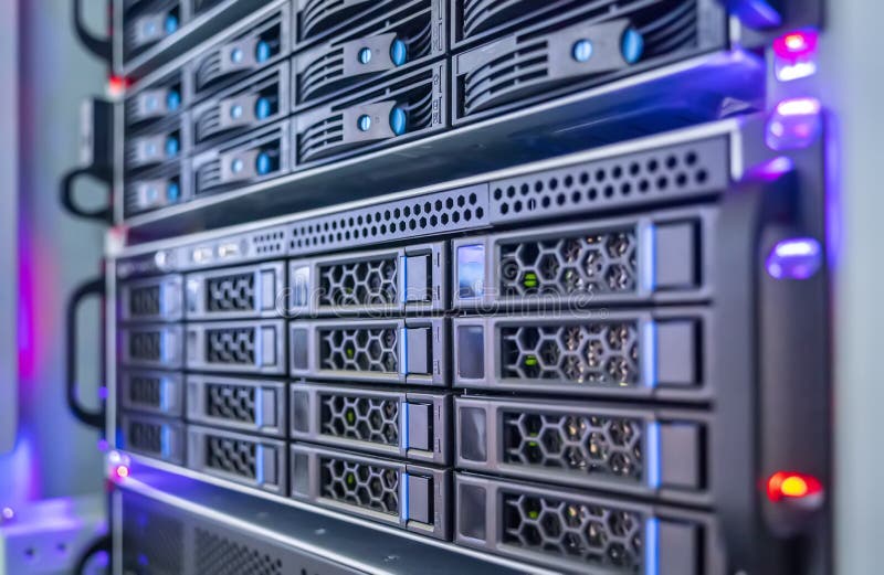 Server with Rack in Server Room Stock Image - Image of informational ...