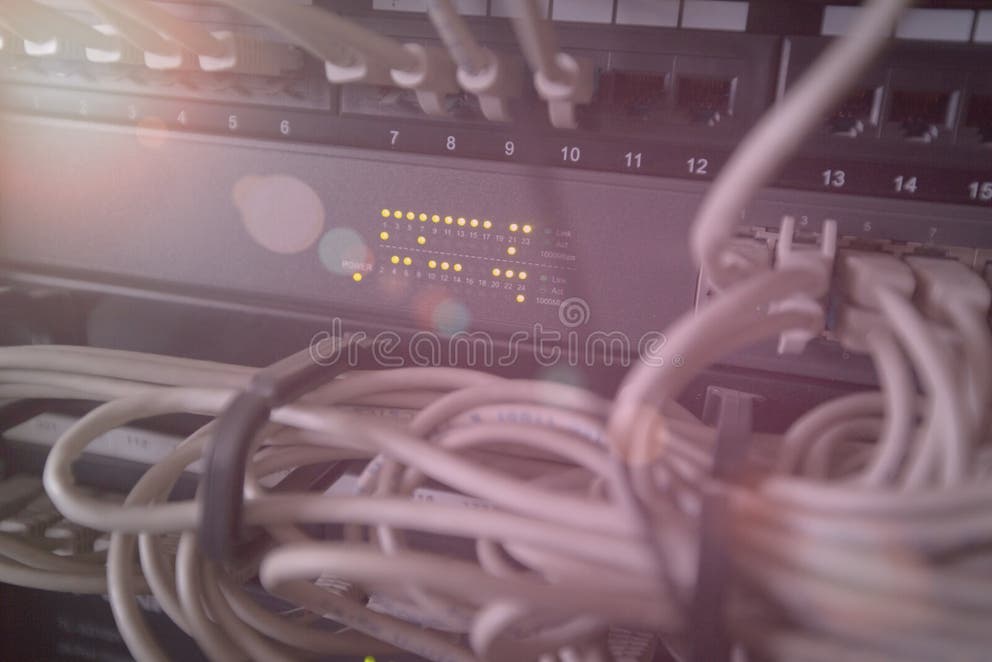 Server Rack with Servers and Cables Stock Photo - Image of room ...