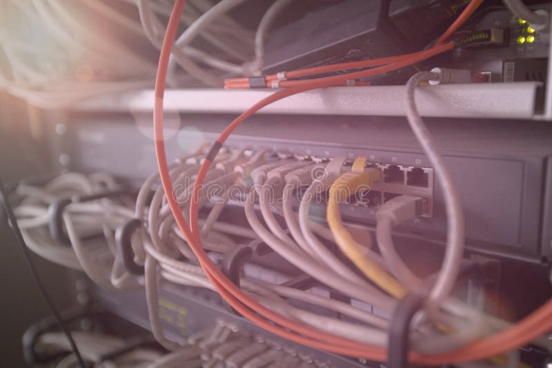 Server Rack with Servers and Cables Stock Photo - Image of computer ...