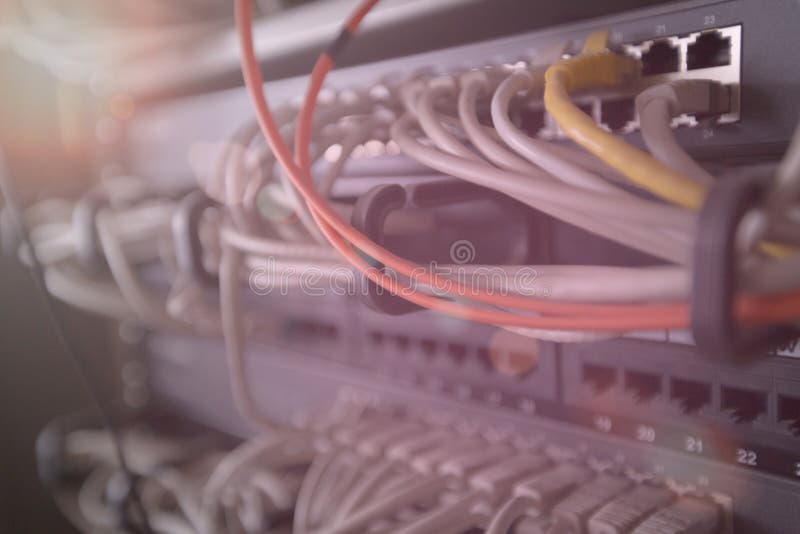 Server Rack with Servers and Cables Stock Image - Image of internet ...