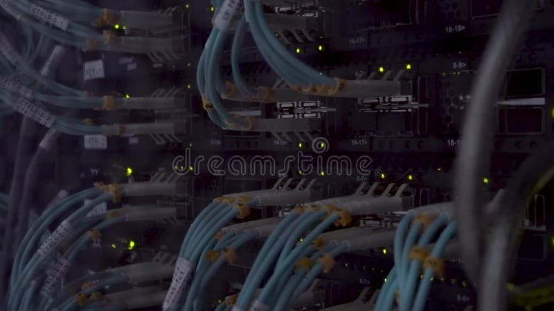 Server Rack Side View, Working Telecommunication Server. Dark ...