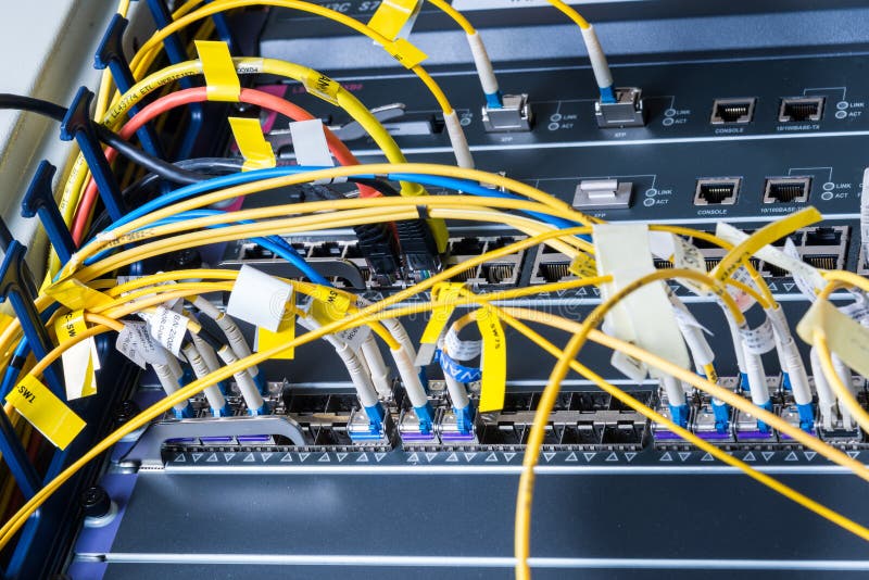 Server Rack with Switch Boards and Cables Stock Image - Image of raid ...