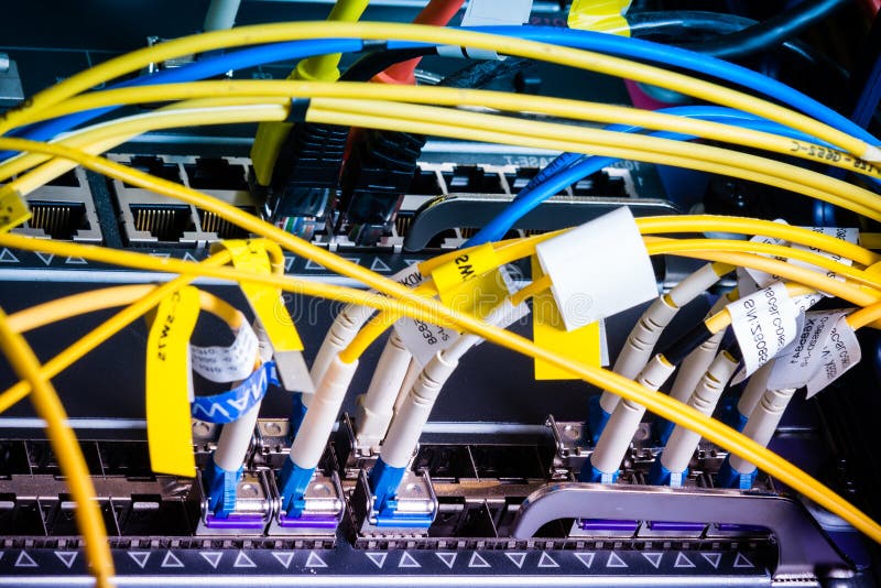 Server Rack with Switch Boards and Cables Stock Image - Image of ...